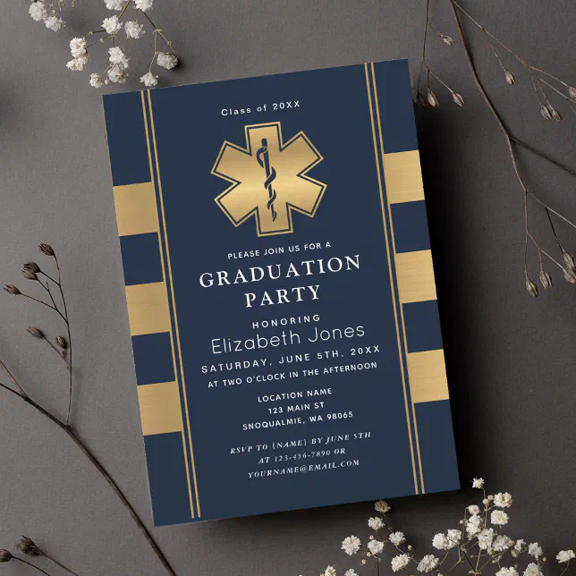 Elegant Minimal Paramedic Graduation Party Invitation | Zazzle