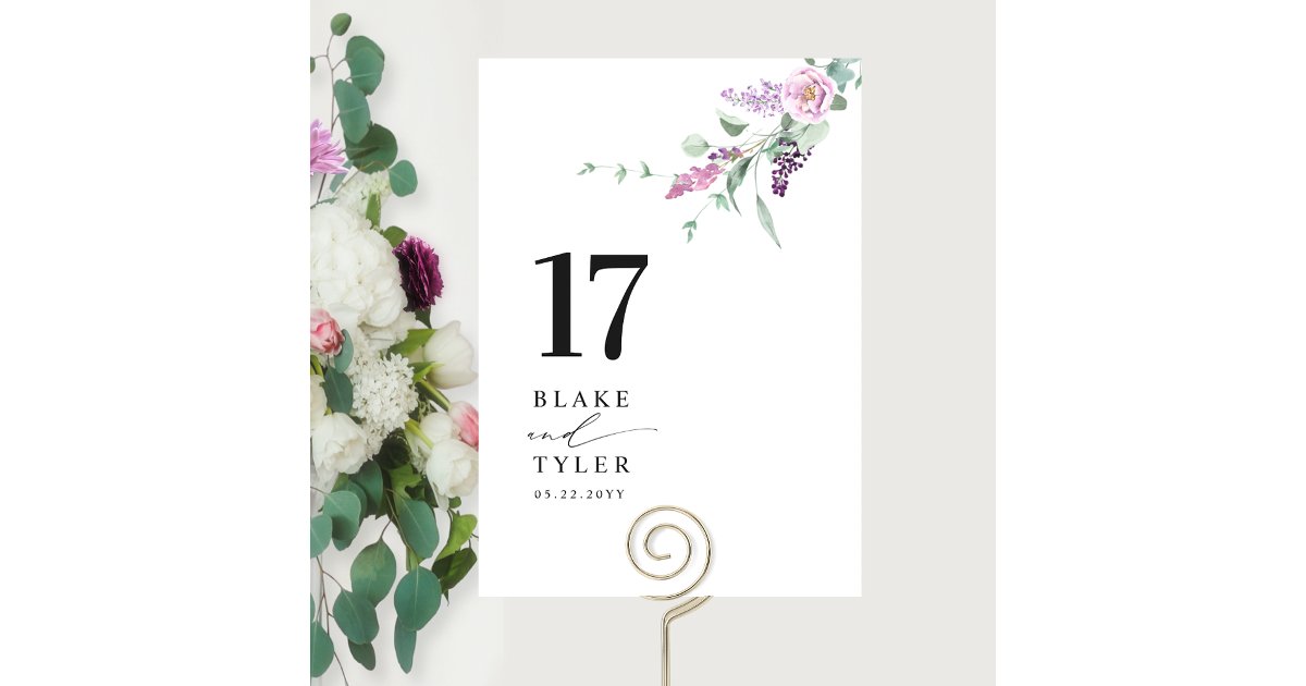 Elegant, Minimal Pastel Color Floral Wedding Table Number | Zazzle