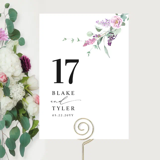 Elegant, Minimal Pastel Color Floral Wedding Table Number | Zazzle
