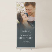 Elegant Minimal Photo Welcome Space Gray Wedding Retractable Banner ...