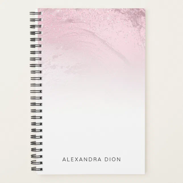 Elegant minimal pink rose gold glitter marble planner | Zazzle