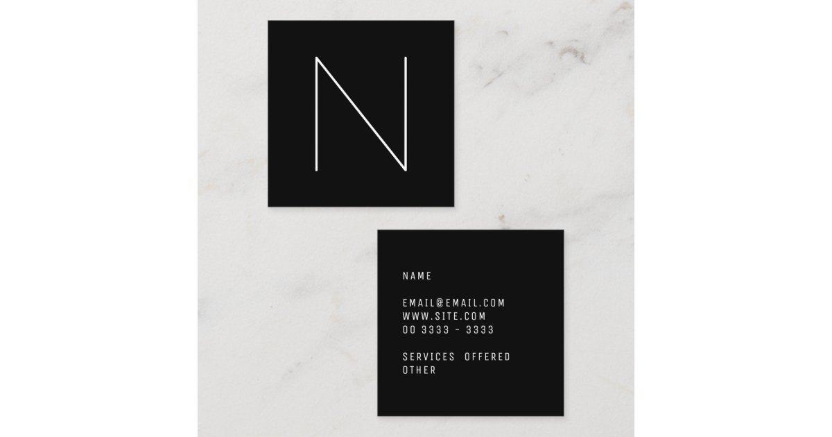 Elegant Minimal Plain Professional Black Square Business Card | Zazzle