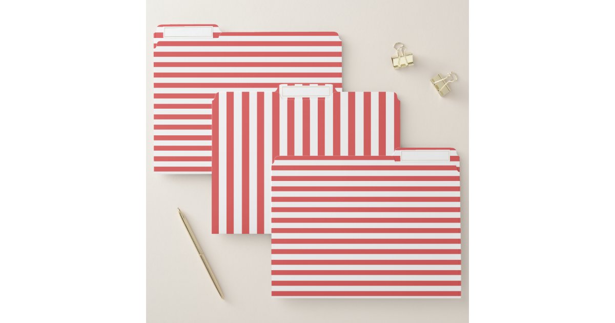 Elegant, Minimal Red Striped File Folder | Zazzle