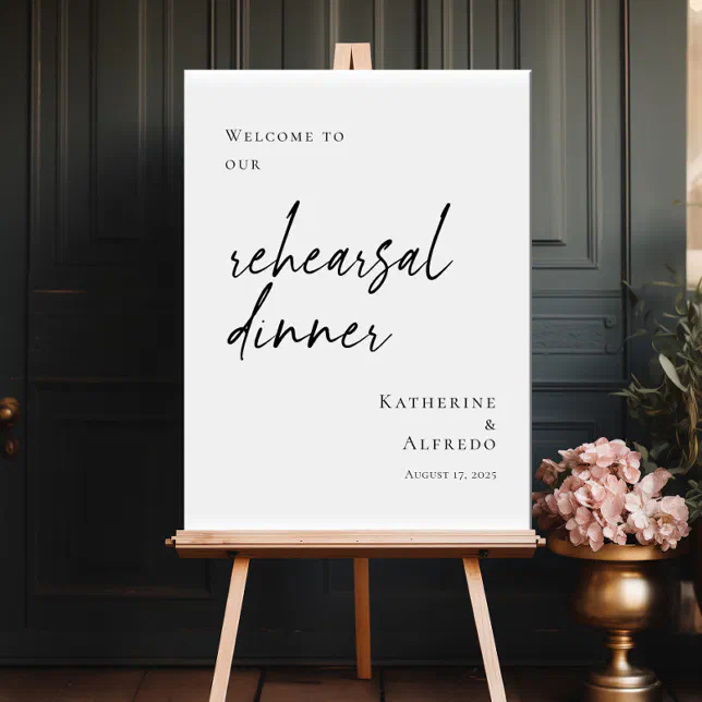 Elegant Minimal Rehearsal Dinner welcome Poster | Zazzle