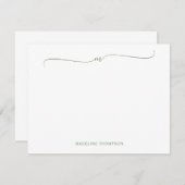 Elegant Minimal Sage Green Monogram Calligraphy Note Card | Zazzle