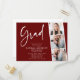 Elegant Minimal Script 3 Photo Graduation Maroon Invitation Postcard ...