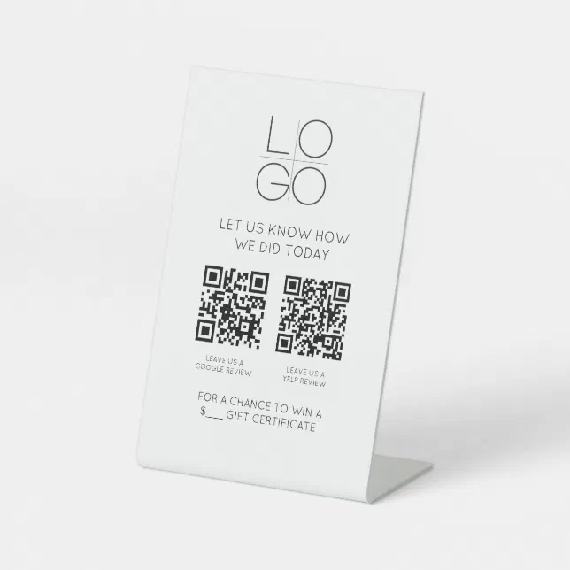 Elegant Minimal Script CR Code Customer Review Pedestal Sign | Zazzle