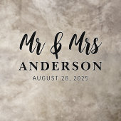 Elegant Minimal Script Mr and Mrs Wedding Name Floor Decals | Zazzle