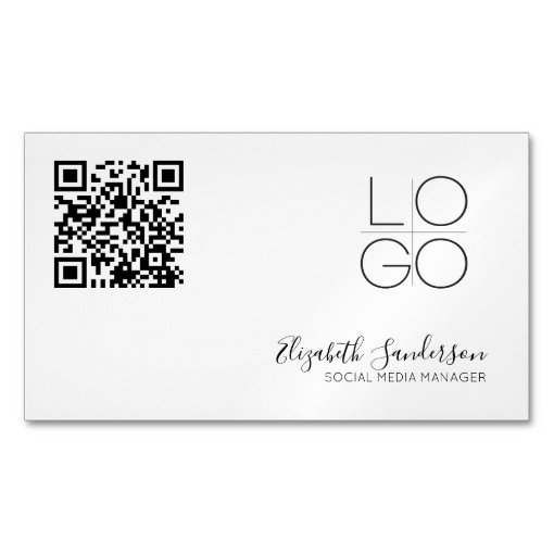 ELEGANT MINIMAL SCRIPT QR CODE Business MAGNET | Zazzle