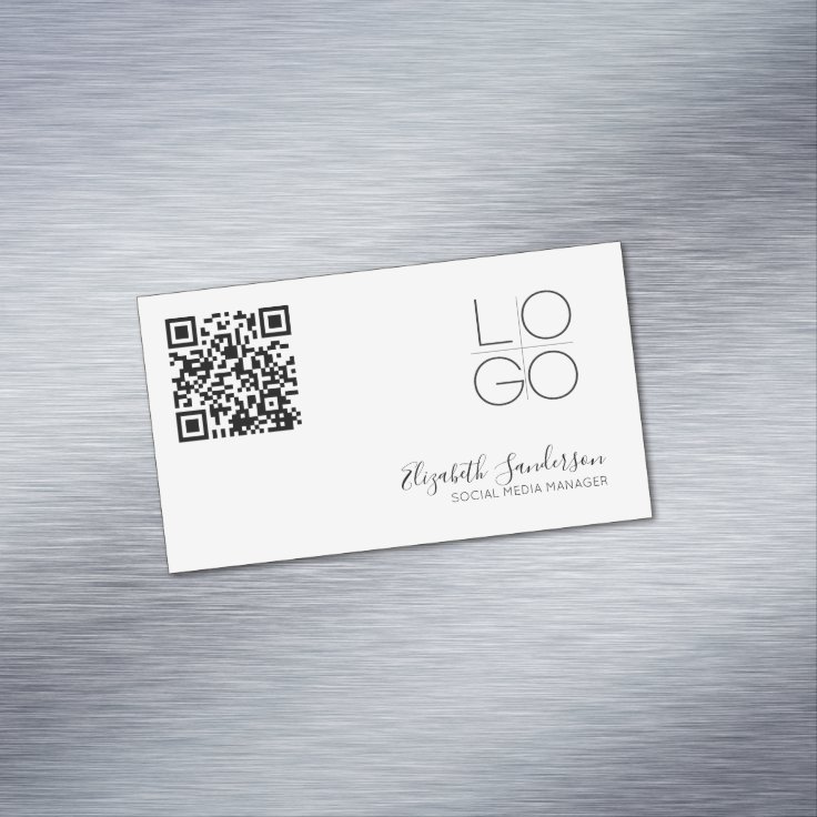 ELEGANT MINIMAL SCRIPT QR CODE Business MAGNET | Zazzle