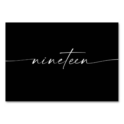 Elegant Minimal Script Table Cards Number Nineteen | Zazzle