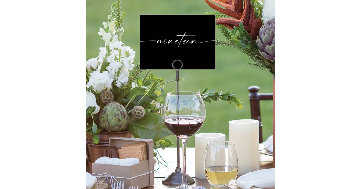 Elegant Minimal Script Table Cards Number Nineteen | Zazzle