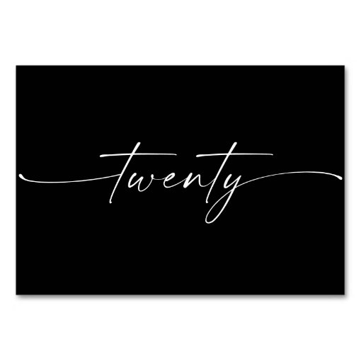 Elegant Minimal Script Table Cards Number Twenty | Zazzle