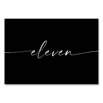 Elegant Minimal Script Table Cards Numbers Eleven | Zazzle