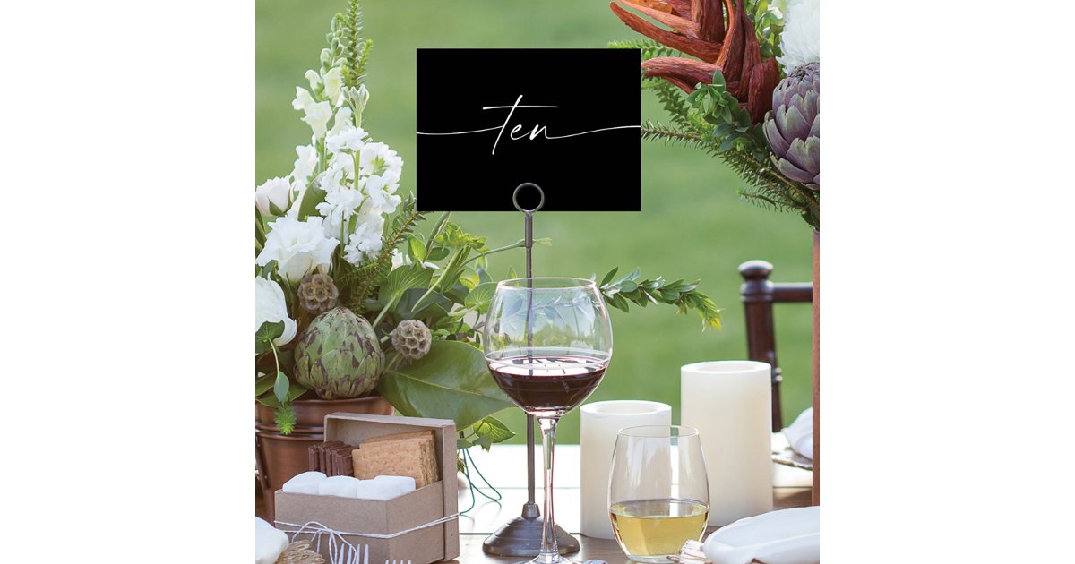 Elegant Minimal Script Table Cards Numbers Ten | Zazzle