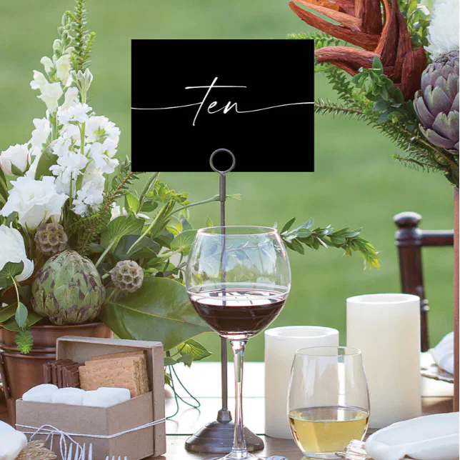 Elegant Minimal Script Table Cards Numbers Ten | Zazzle
