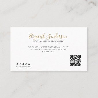 ELEGANT MINIMAL SCRIPT YOUR QR CODE Business Card | Zazzle