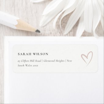 Elegant Minimal Simple Blush Pink Heart Address Label | Zazzle