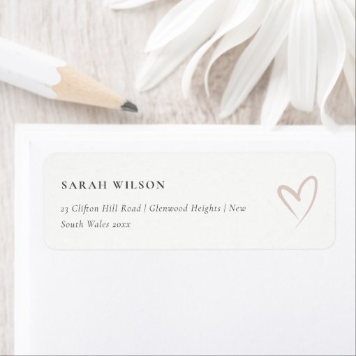 Elegant Minimal Simple Blush Pink Heart Address Label | Zazzle