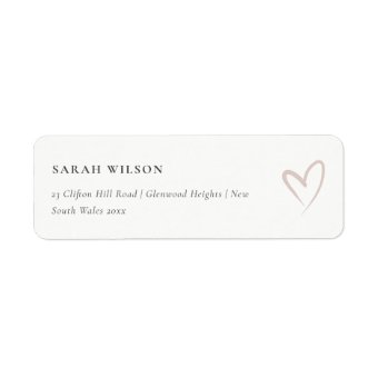 Elegant Minimal Simple Blush Pink Heart Address Label | Zazzle