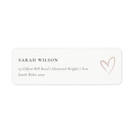 Elegant Minimal Simple Blush Pink Heart Address Label | Zazzle