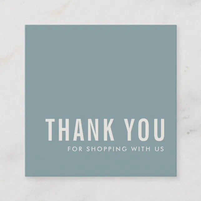 ELEGANT MINIMAL SIMPLE DUSKY BLUE GREY THANK YOU SQUARE BUSINESS CARD ...