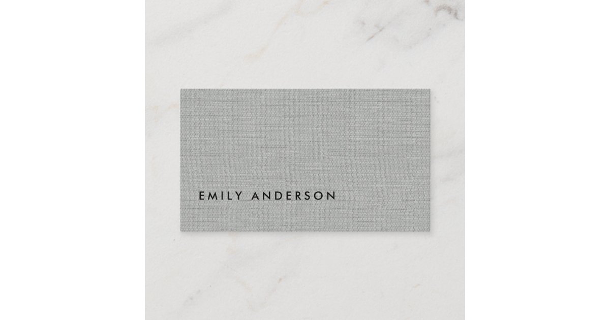 ELEGANT MINIMAL SIMPLE LIGHT GREY FABRIC TEXTURE BUSINESS CARD | Zazzle