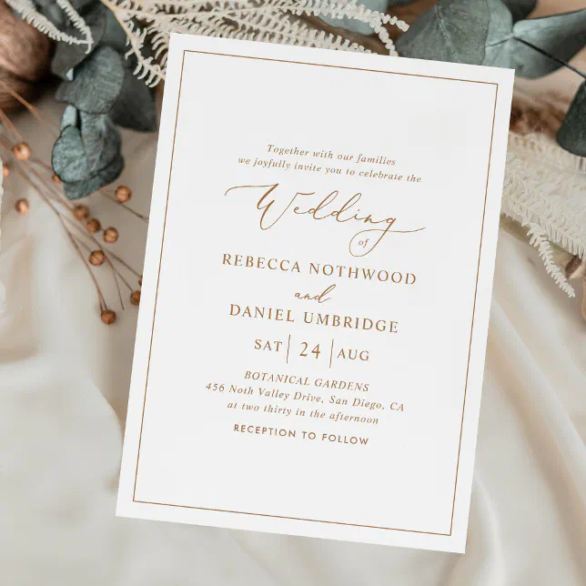 Elegant Minimal Simple Wedding Invitations | Zazzle