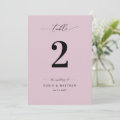 Elegant, Minimal Soft Mauve Wedding Table Number | Zazzle