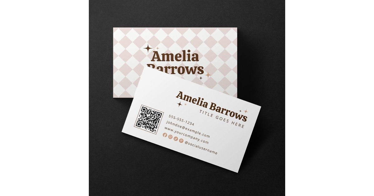 Elegant Minimal Sparkle Retro Typography QR Code Business Card | Zazzle
