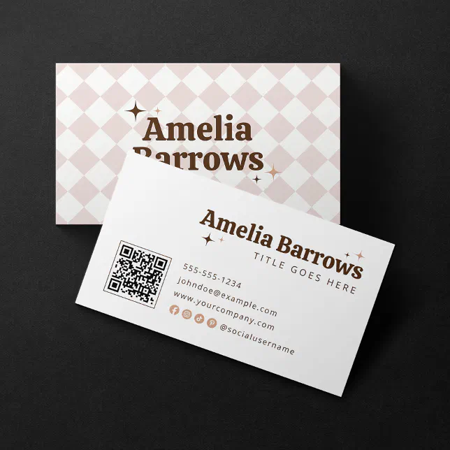 Elegant Minimal Sparkle Retro Typography QR Code Business Card | Zazzle
