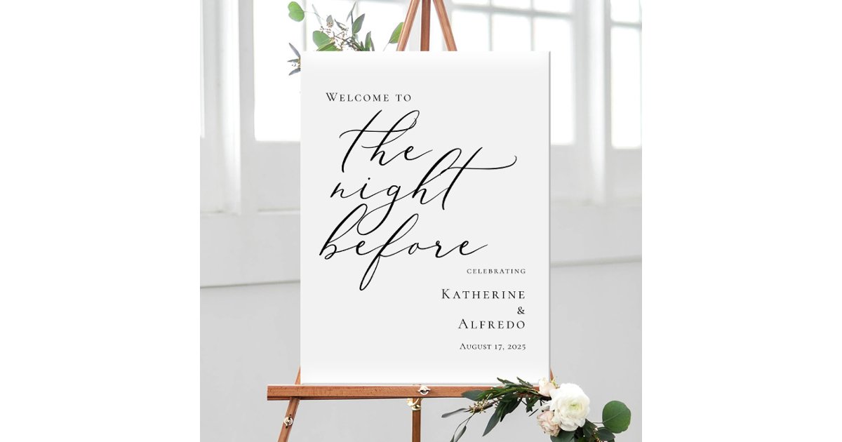 Elegant minimal The Night Before Rehearsal welcome Poster | Zazzle