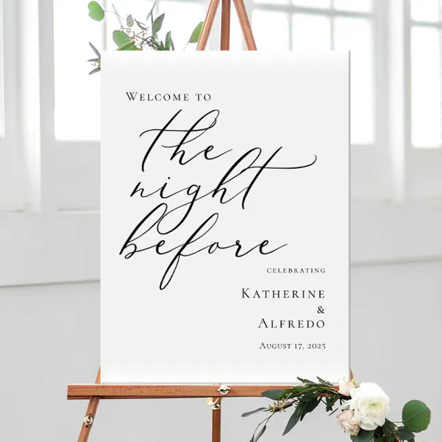 Elegant minimal The Night Before Rehearsal welcome Poster | Zazzle