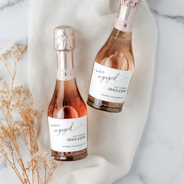Elegant Minimal We're Engaged Engagement Party Sparkling Wine Label ...