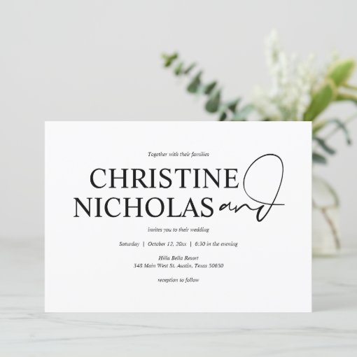 Elegant Minimalism Wedding Dinner and Dancing Invitation | Zazzle