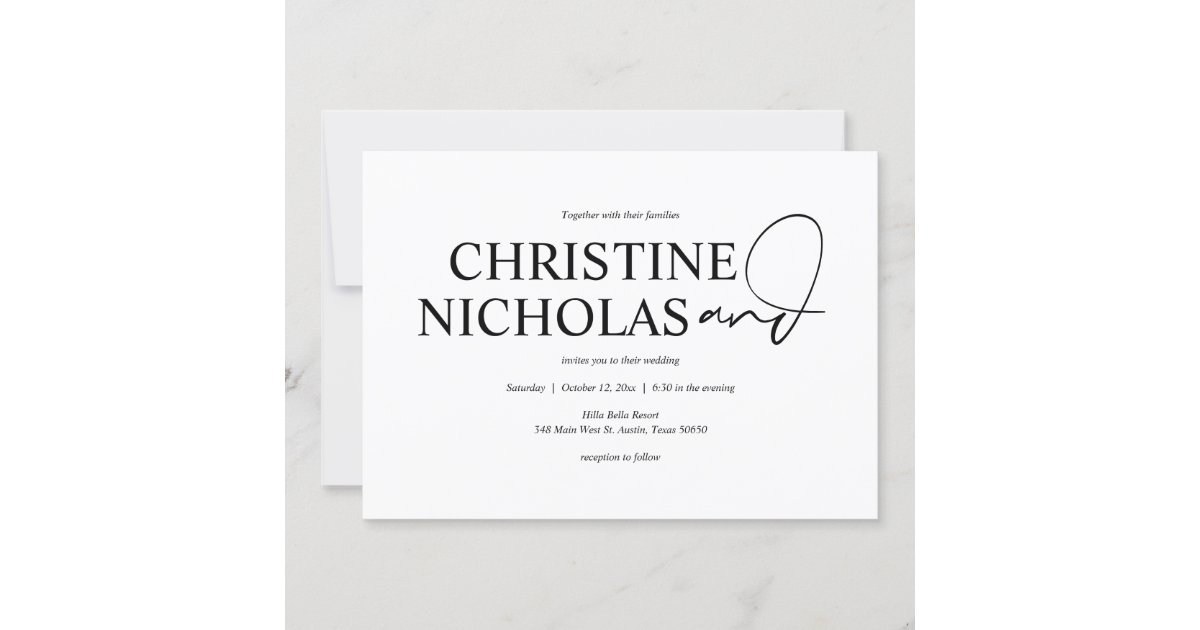 Elegant Minimalism Wedding Dinner and Dancing Invitation | Zazzle