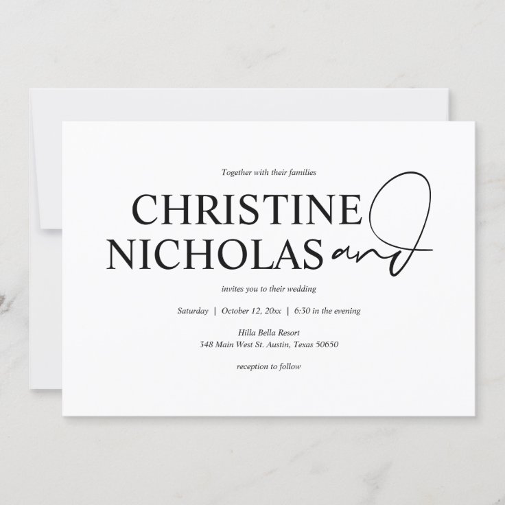 Elegant Minimalism Wedding Dinner and Dancing Invitation | Zazzle