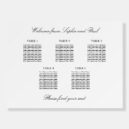 Elegant Minimalist 5 Table Seating Chart Foam Board | Zazzle