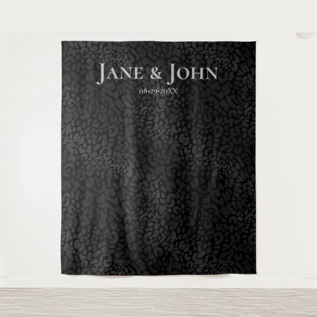 Elegant Minimalist Black Leopard Wedding Backdrop | Zazzle