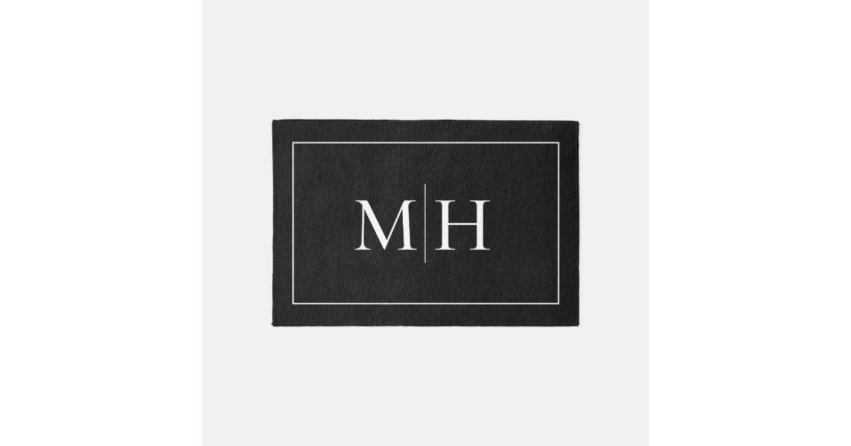 Elegant Minimalist Black Monogram Rug | Zazzle