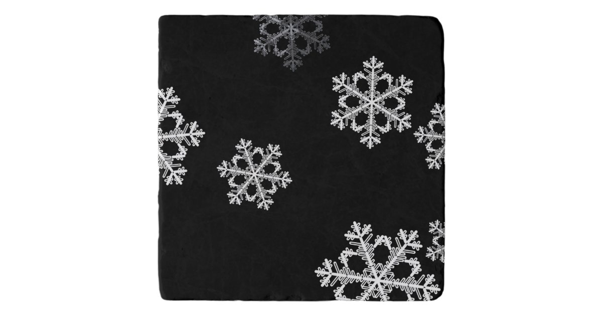 Elegant Minimalist Black White Snowflake Pattern Trivet | Zazzle
