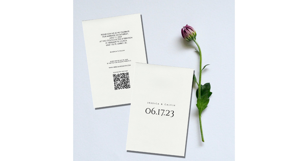Elegant Minimalist Black White Wedding Invitation | Zazzle