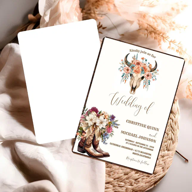Elegant Minimalist Boho Western Cowboy Wedding Invitation | Zazzle