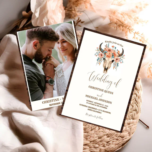 Elegant Minimalist Boho Western Cowboy Wedding Invitation | Zazzle