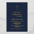 Elegant Minimalist Calligraphy Blue Confirmation Foil Invitation | Zazzle