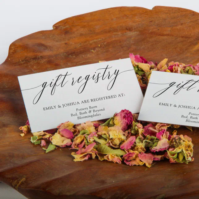 Elegant Minimalist Calligraphy Gift Registry Enclosure Card | Zazzle