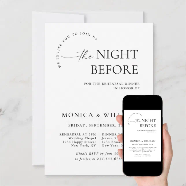 Elegant Minimalist Calligraphy Rehearsal Dinner Invitation | Zazzle