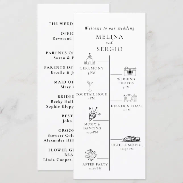 Elegant Minimalist Calligraphy Timeline Wedding Program | Zazzle