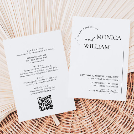 Elegant Minimalist Calligraphy Wedding QR code Invitation | Zazzle