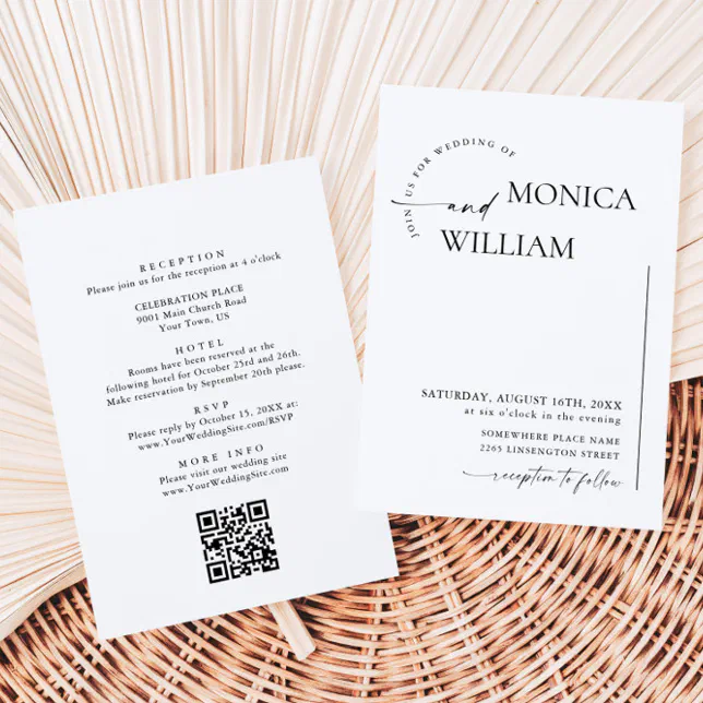 Elegant Minimalist Calligraphy Wedding QR code Invitation | Zazzle